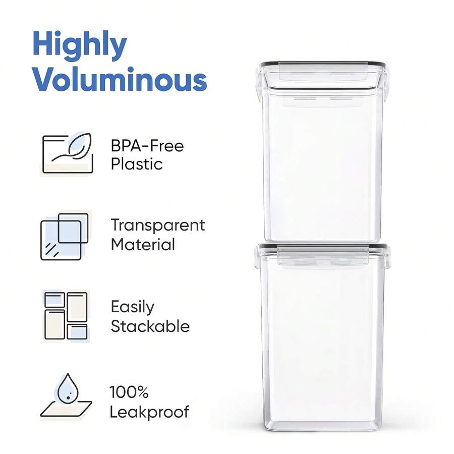 THELIFE 2/3pcs Large Food Storage Containers 5.2L / 176oz, Plastic ...