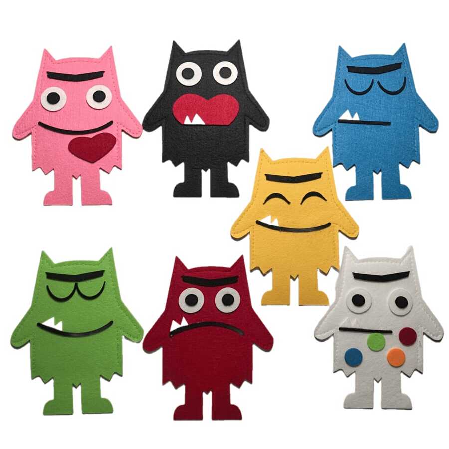 Felt Emotion Monster Hand Puppets, Props For English Storybooks, Color ...
