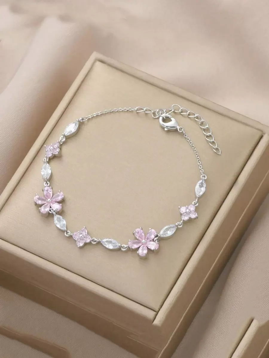 1 Pc Sakura Pink Crystal Bracelet, Suitable For Daily Wear | SHEIN USA