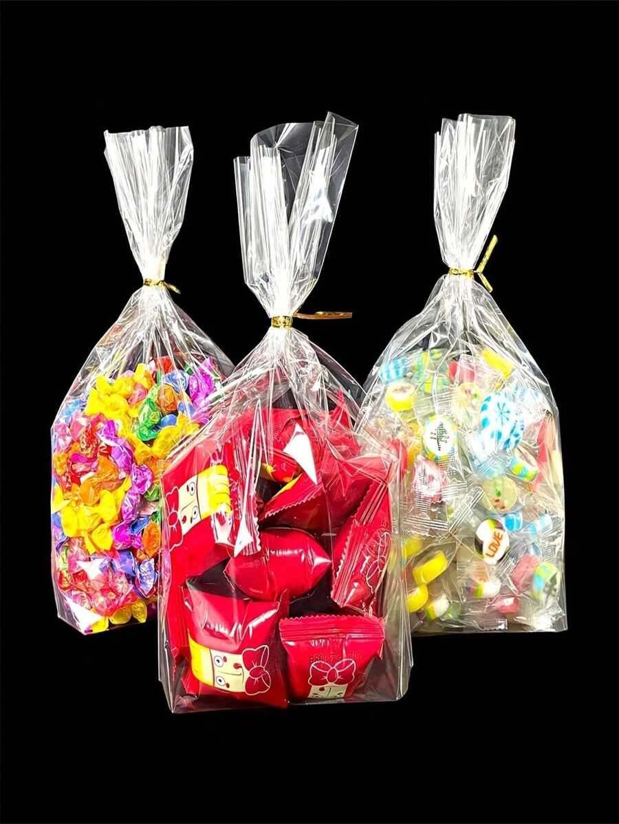 100pcs Opp Plastic Snack Bag With Cable Ties For Birthday Gift Wrapping ...