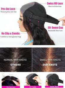 42 Inch Glueless Wigs Human Hair Pre Plucked Pre Cut 5x5 HD Transparent ...