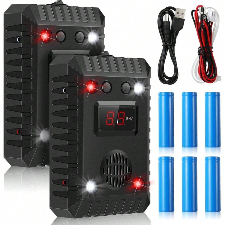 2 Pack Car Rodent Repellent: Ultrasonic With Strobe, Battery - Operated ...