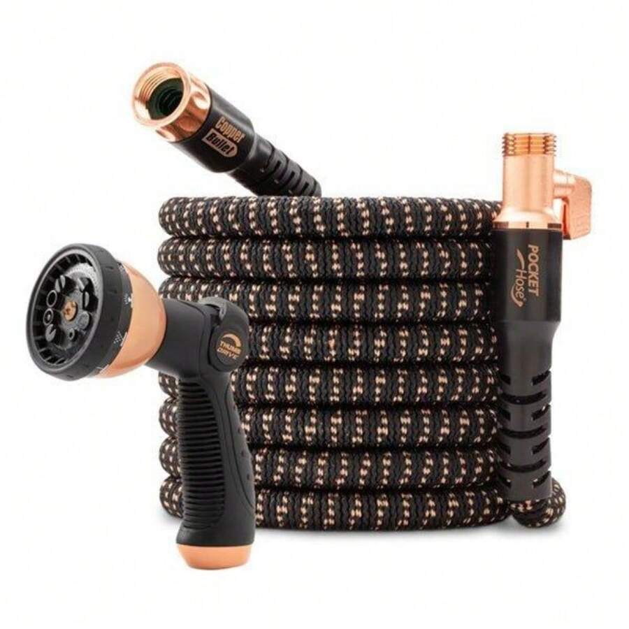 Pocket Hose Copper Bullet Expandable Garden Hose, Kink Free Hose ...