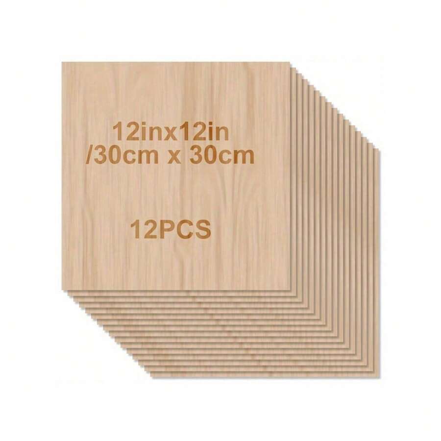 12Pcs Wood Sheets For Crafts-12x12x1/12 Inch- 2mm Thick Wood Sheets ...
