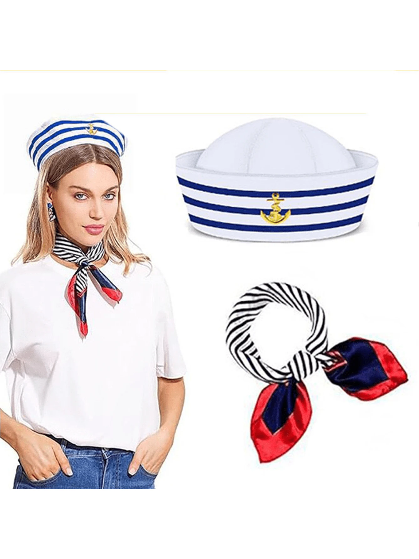 Captain Hat, Stage Performance Cosplay Sailor Cap With Anchor Emblem ...