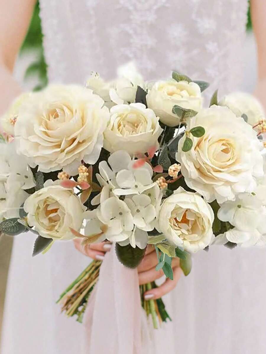 1/3PCS Romantic Artificial Peony Flowers Hydrangea Centerpieces Plastic ...