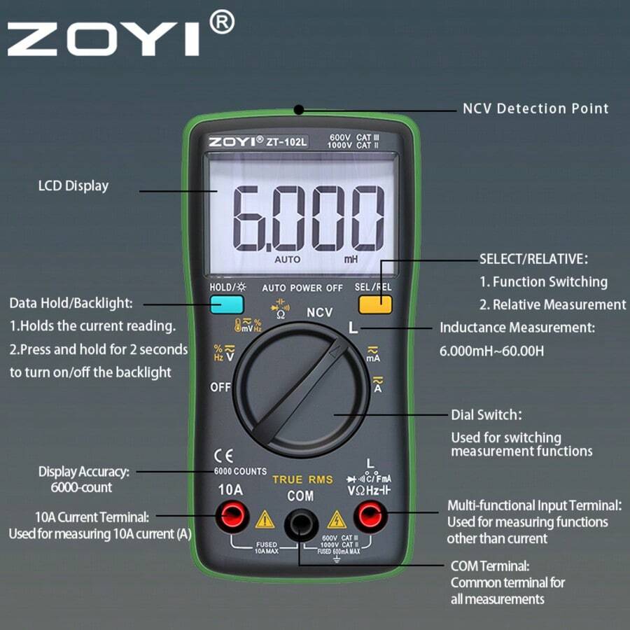ZOYI ZOYI Automatic Range Inductance Multimeter ZT-102L Compact And ...