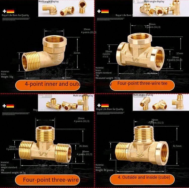 4pcs 4-To-4 Inch Straight Pipe Threaded Connector, Copper Reducer ...