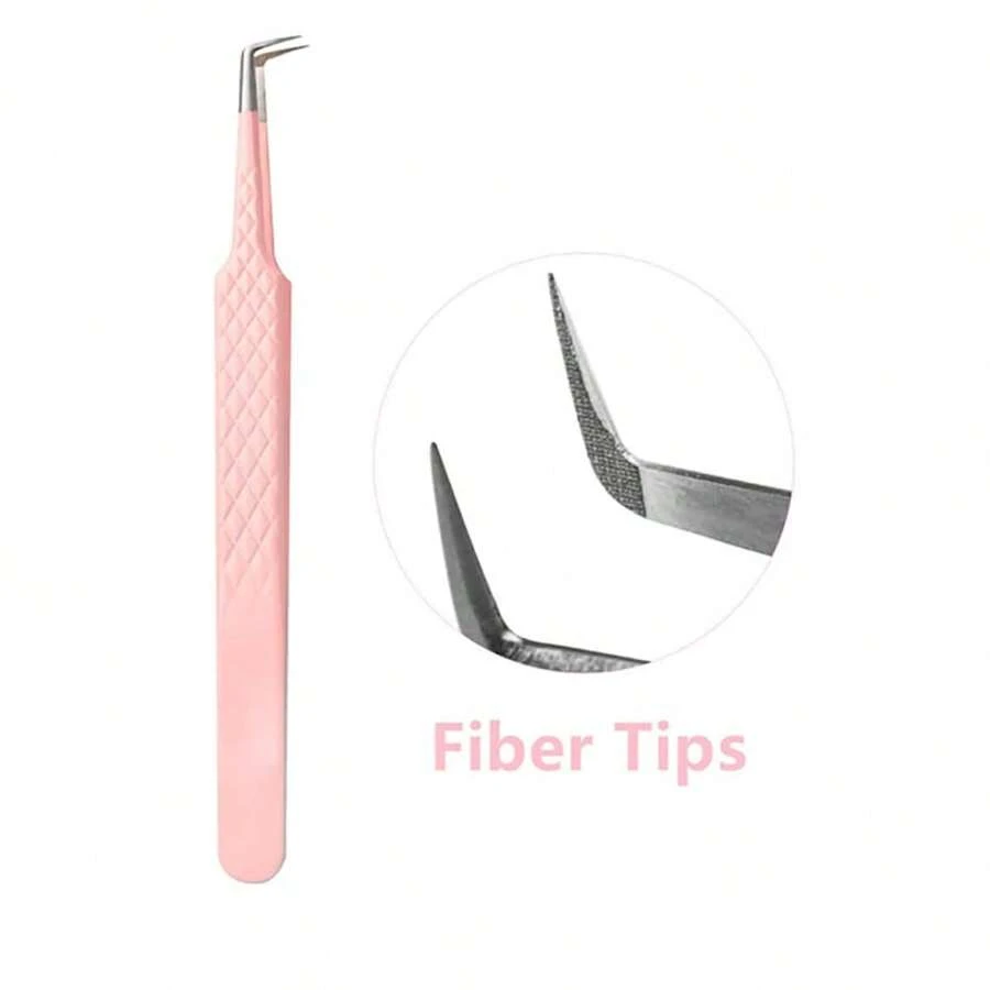 Fadvan 1 Pc Eyelash Tweezers Extension Pink Stainless Steel Superhard ...