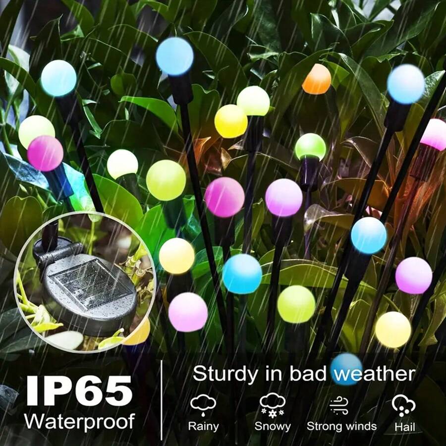 1pc 6/8/10 LED Solar Powered Firefly Swing Ground Plug Light Outdoor Waterproof Firefly Lawn ...