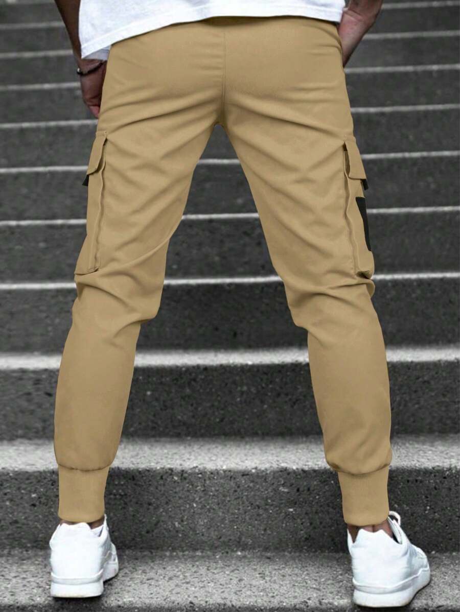 Manfinity Homme Men's Loose Fit Flap Pockets Drawstrings Cargo Pants ...