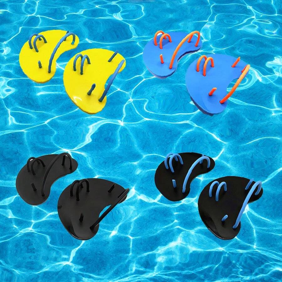 1 Pair Unisex Swimming Hand Paddles, Half Palm Swimming Finger Flippers ...