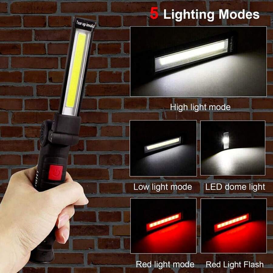 Rechargeable LED COB Work Light Mechanic Flashlight Lamp Magnetic Base ...