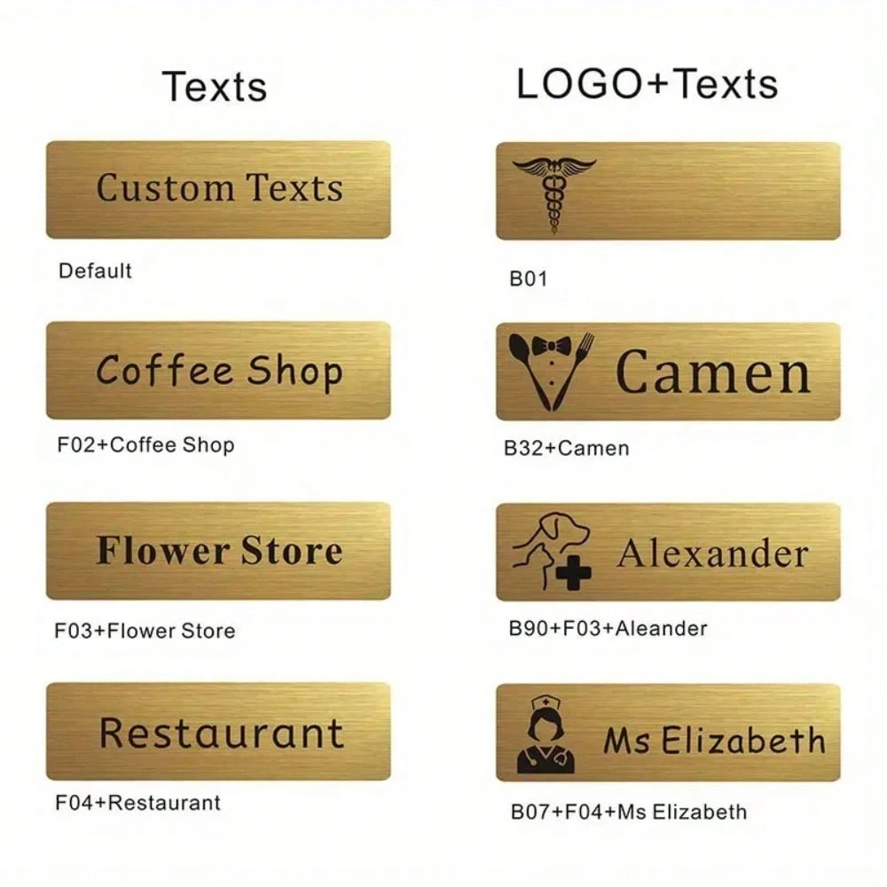 Golden Stainless Steel Chest Tag With Custom Text Engraving For Barber ...