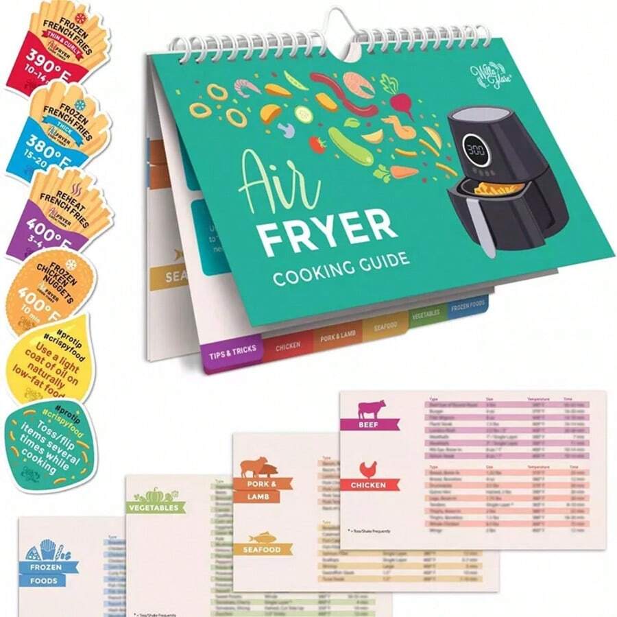 Air Fryer Cheat Sheet Booklet Cooking Times Magnets Cooking Guide Chart ...