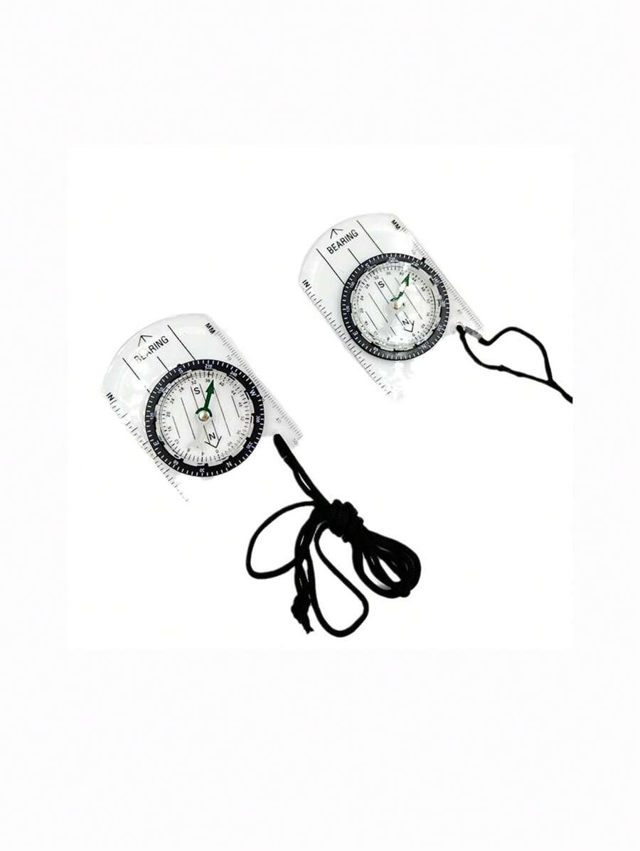 1pc Outdoor Transparent Mini Acrylic Scale Compass Map Scale Lanyard ...