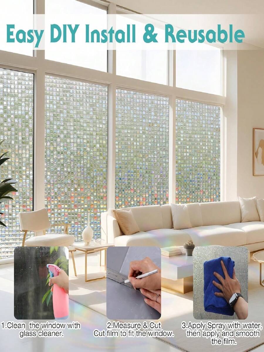 Window Film Static Cling Window Privacy Films Decorative Glass Vinyl ...