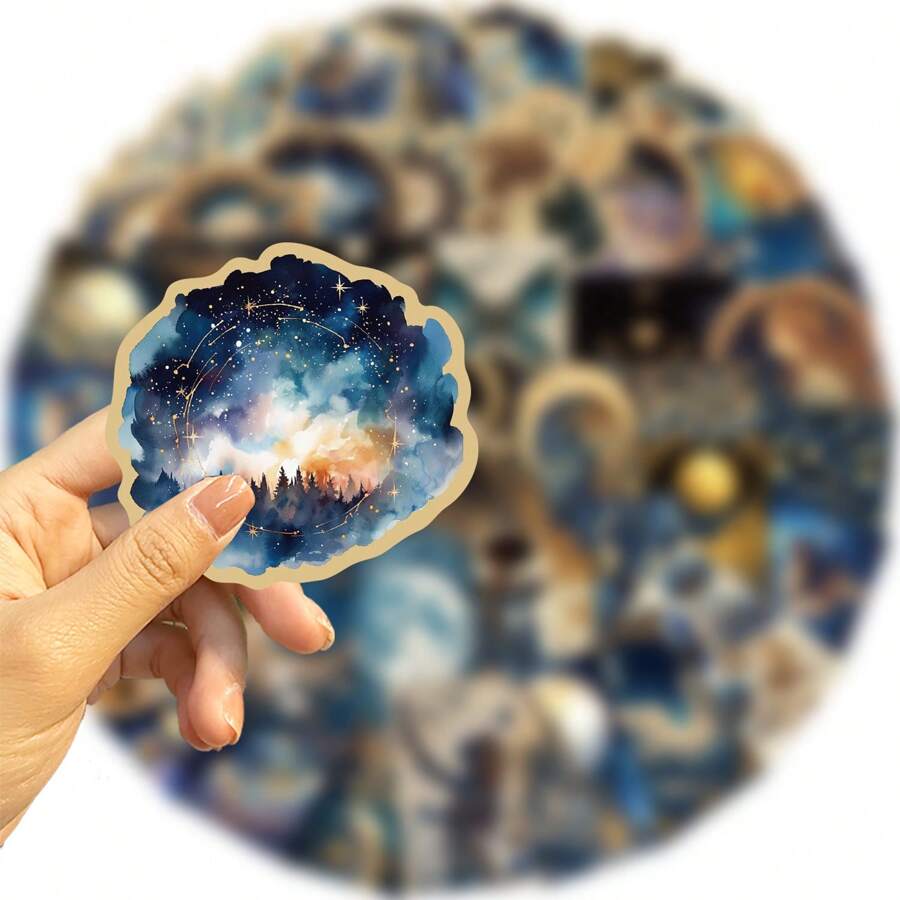 50PCS Cartoon Cosmic Vortex Vintage Stickers Vinyl Aesthetics Stickers ...