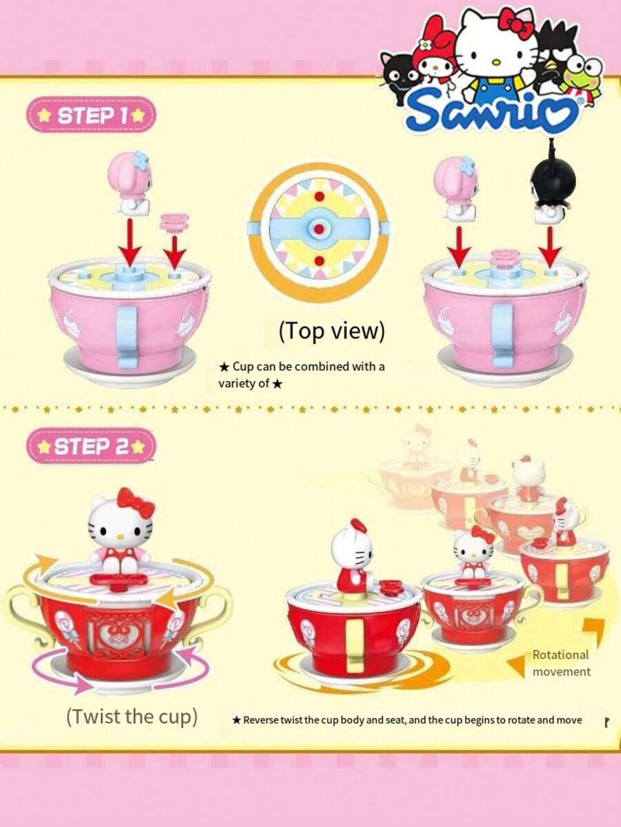 Sanrio 1pc/Set Official Sanrio Spinning Cup, Assemble Blind Box, Kitty ...