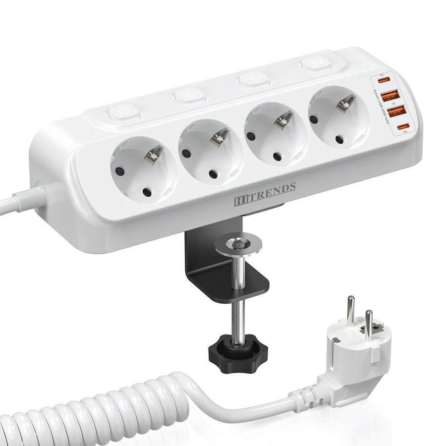 8-In-1 Desktop Power Outlet With 4 AC Outlets With 2 USB-A And 2 USB-C ...