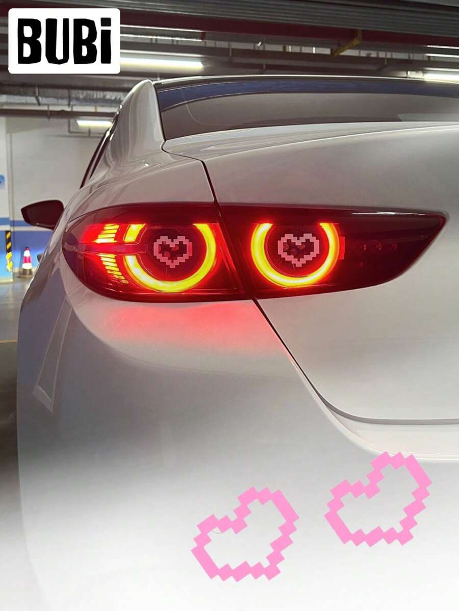 Love Car Tail Light Stickers Pink Cute Univeersal Taillight Headlight ...