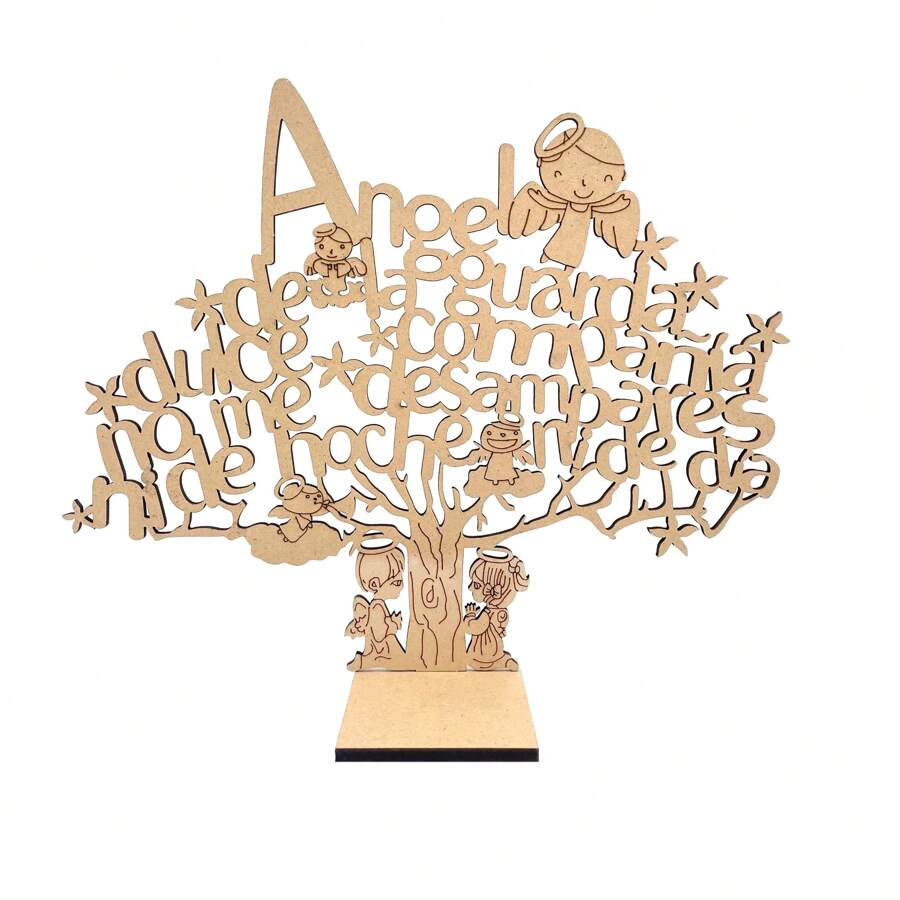 4 Pcs 8" Wood Cross Tree With Prayer Bb Angel Baptism Christening ...