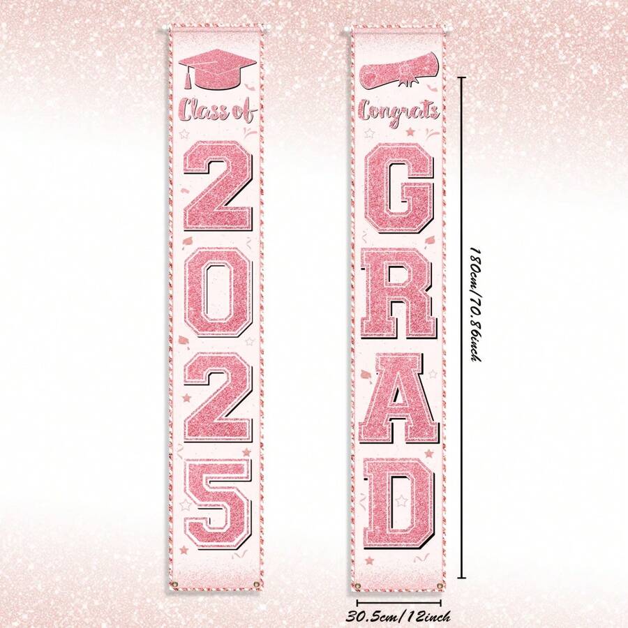 Graduation Decorations Pink 2025 Graduation Banners Porch Door Signs ...