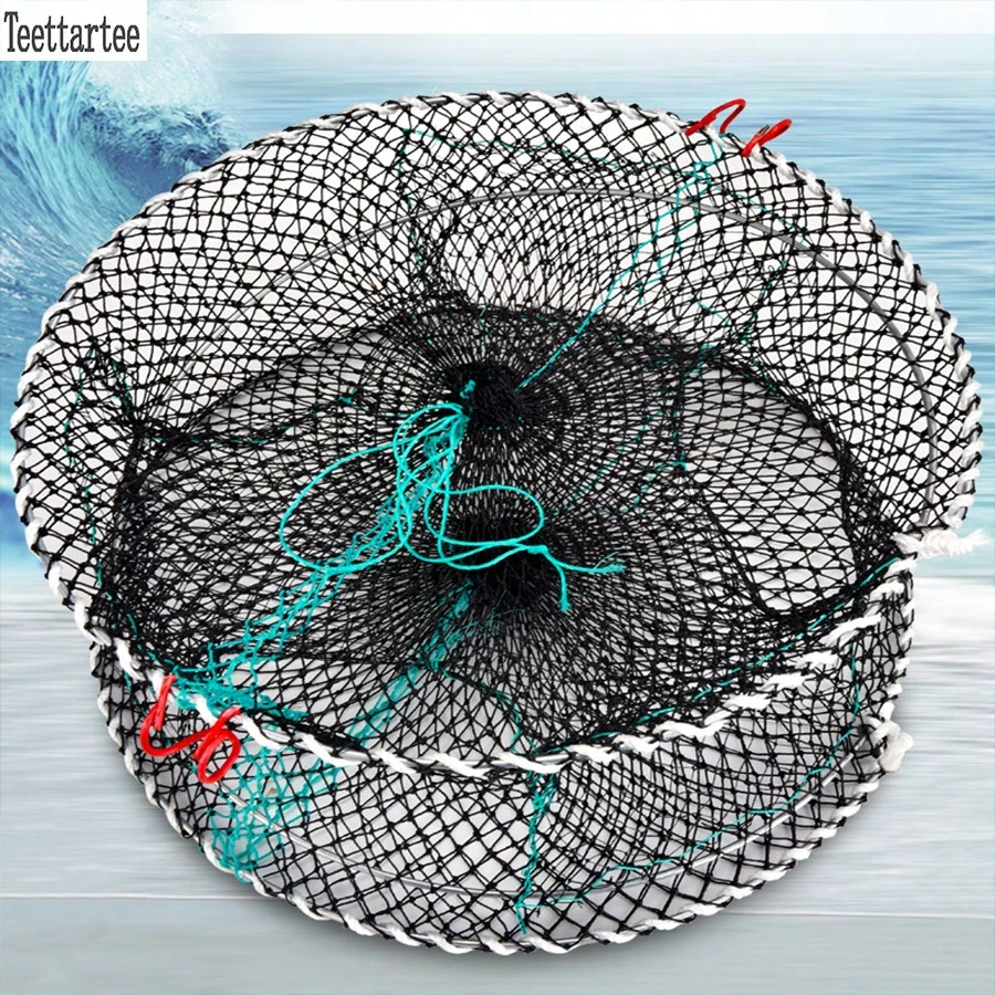 Teettartee Freshwater & Saltwater Crab Trap, Reinforced Foldable Round Spring Crab Cage, Beach ...