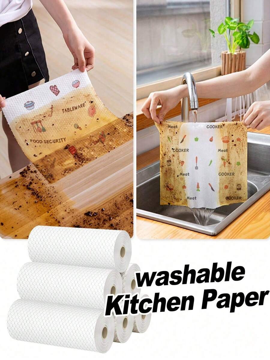 1 Roll (50/100 Sheets) Slouchy Rags, Disposable Kitchen Towels ...