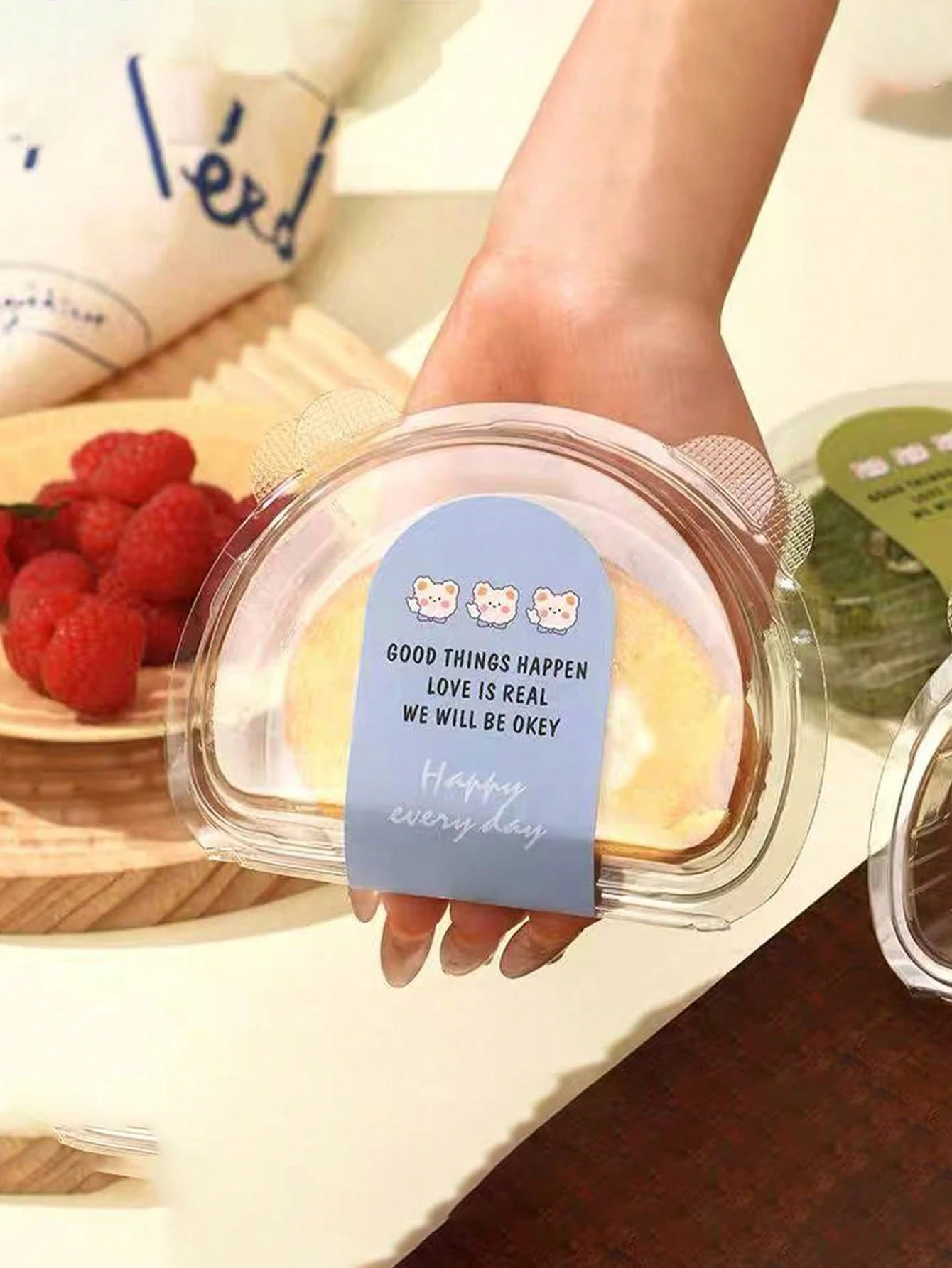 10pcs Clear Swiss Roll Packaging Boxes With Random Stickers, Single ...
