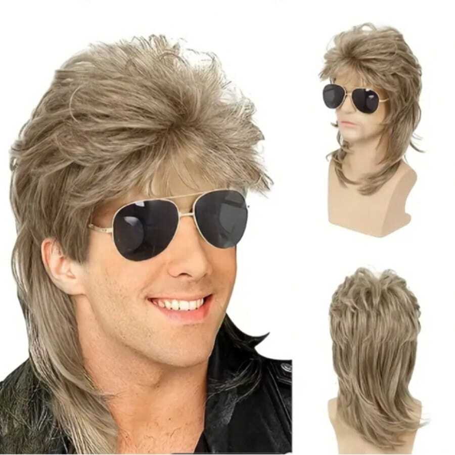 Men's Synthetic Fishtail Braid Wig, 70s And 80s Themed Party Hairstyle ...