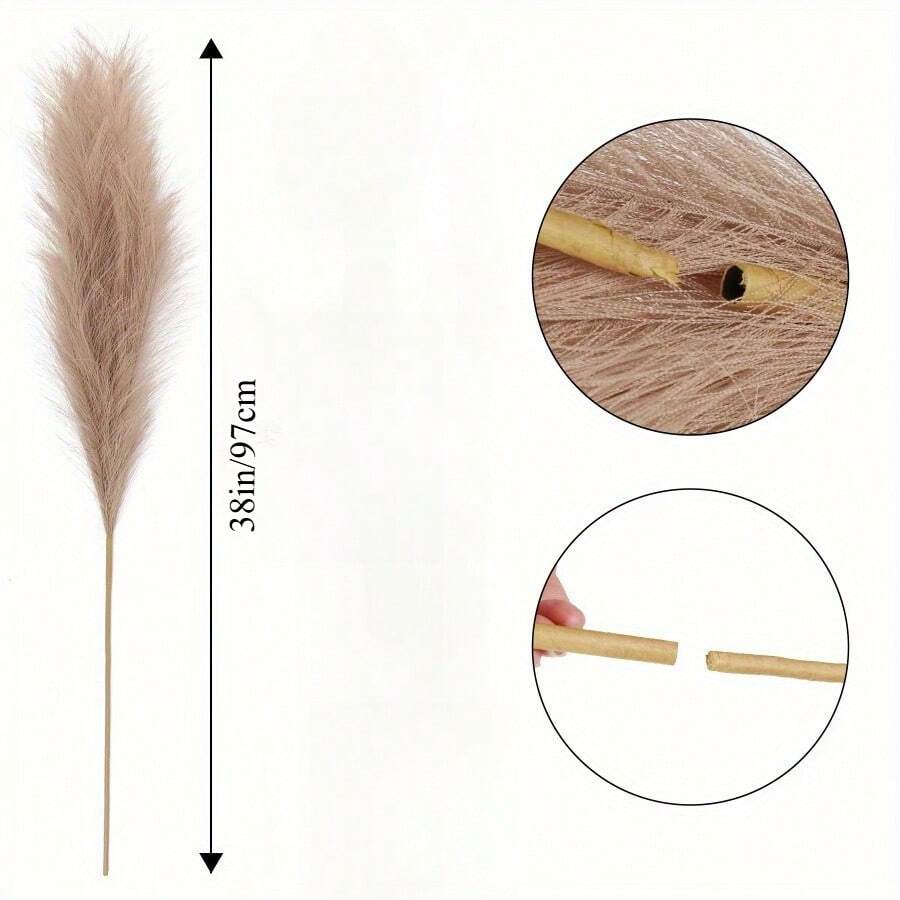 4Pcs Faux Pampas Grass, Set Of 4 Stems Large 38''/97CM Tall Artificial Pampas Grass Fake Pampas ...