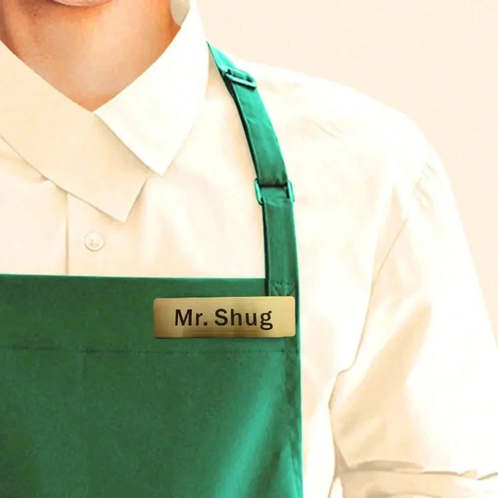 Golden Stainless Steel Chest Tag With Custom Text Engraving For Barber ...