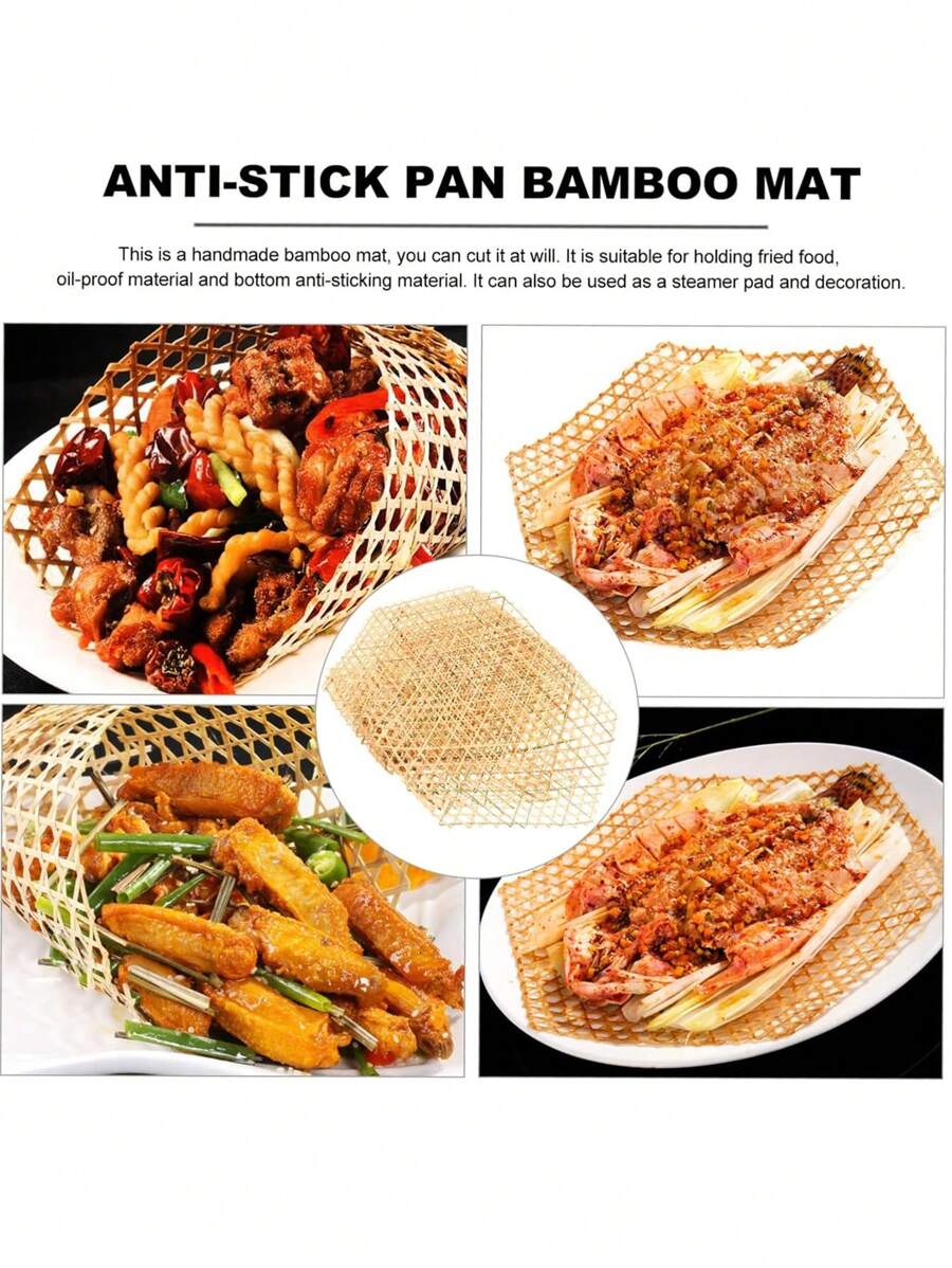 5-Piece Bamboo Steaming Mat Heat Proof Mat Reusable Steamer Dim Sum ...