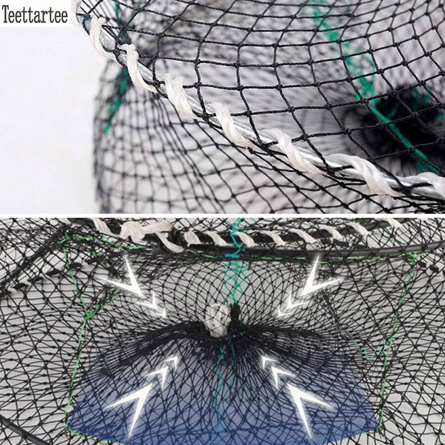 Teettartee Freshwater & Saltwater Crab Trap, Reinforced Foldable Round Spring Crab Cage, Beach ...