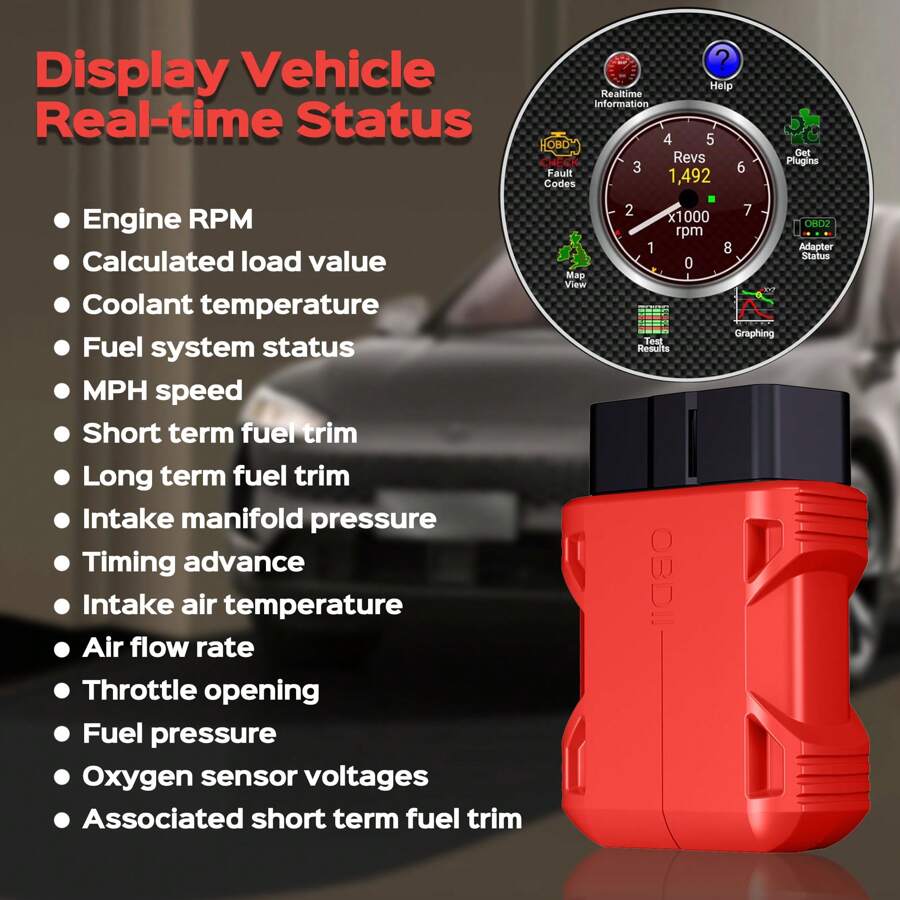 Bluetooth 5.0 OBD 2 Car Engine Battery Monitor Sensor Diagnostic Tool ...