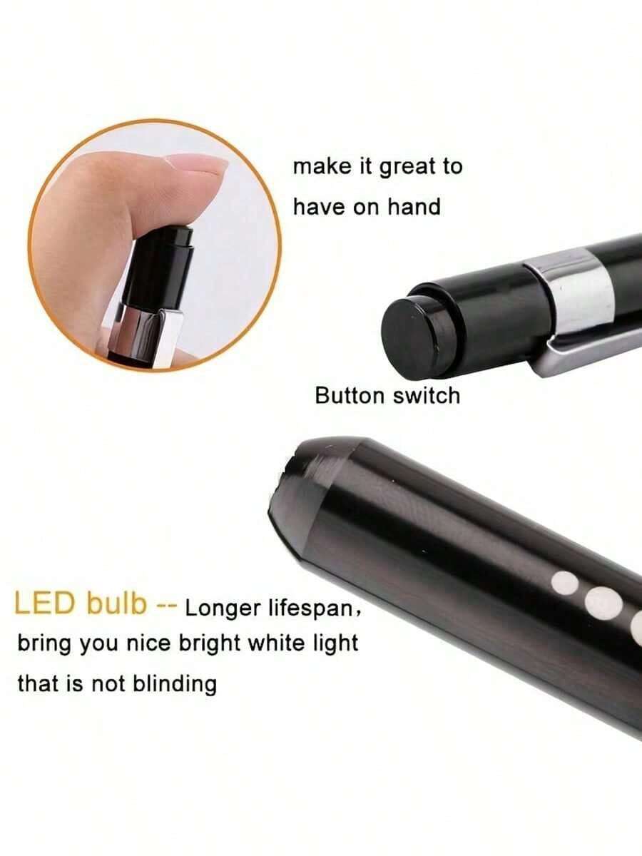 Reusable LED Medical Penlight Flashlight With Pupil Gauge Pocket Clip ...