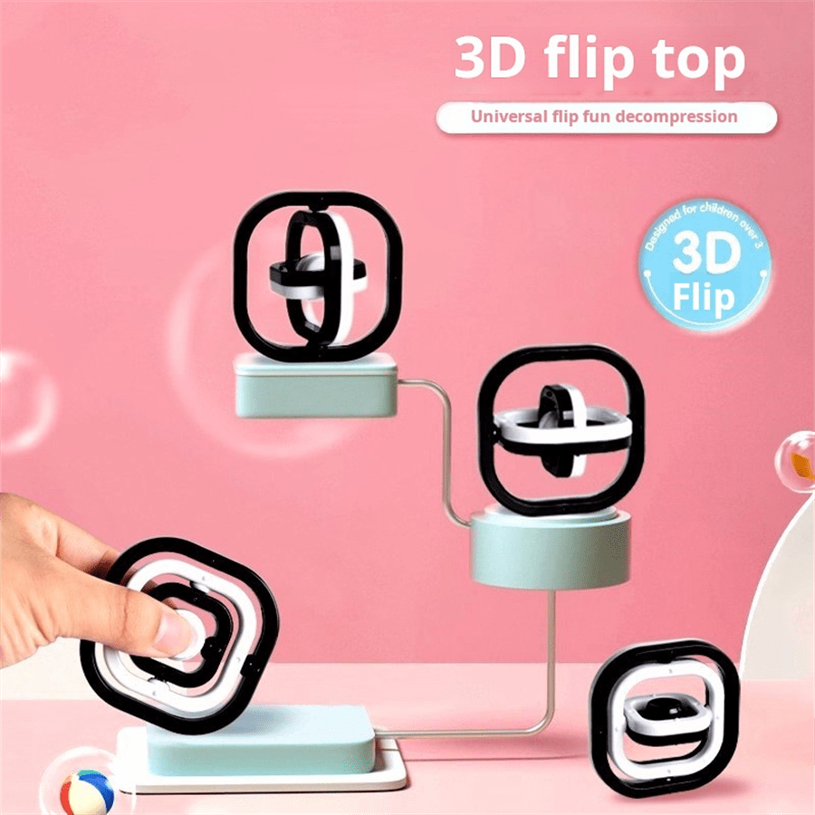 1pc 3D Infinite Flip Black And White Finger Gyroscope Creative Fingertip Gyroscope Stress ...