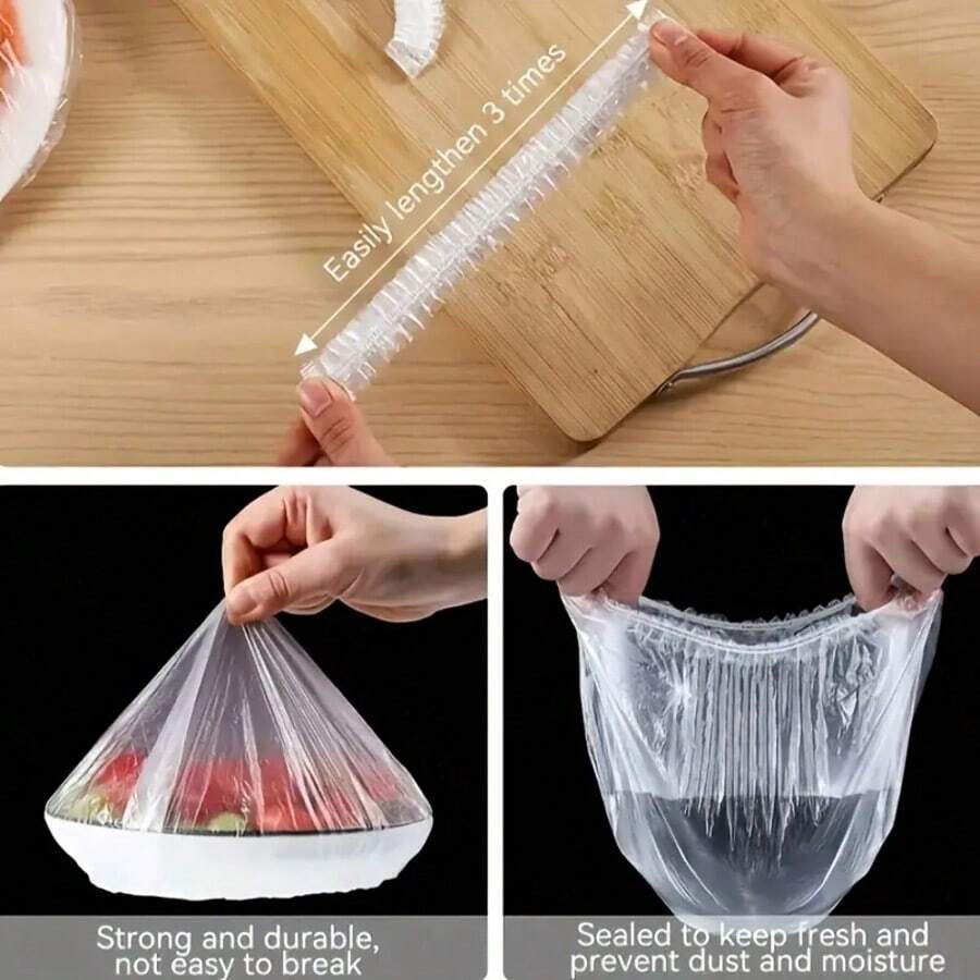 100pcs Disposable Silicone Stretch Food Covers, Elastic Seal Caps For ...