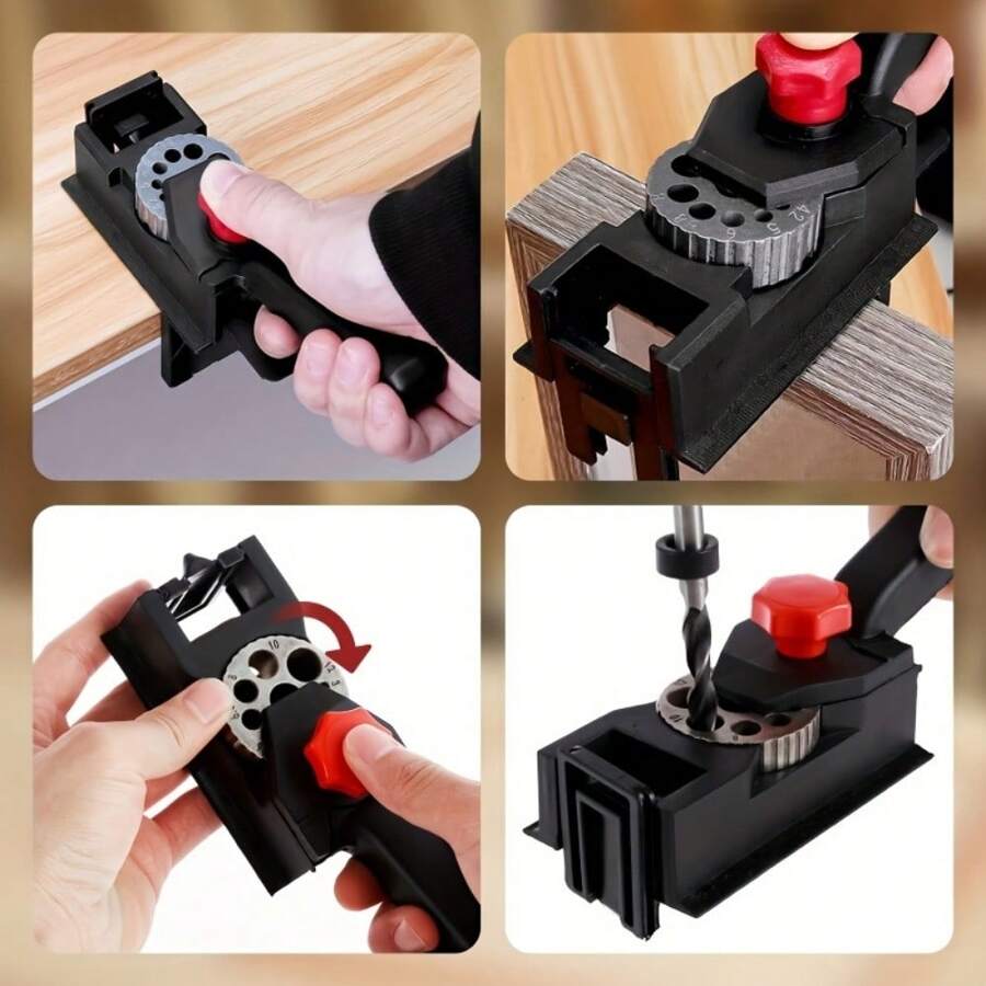 10-Hole Portable Woodworking Drill Jig Guide Fixture - Self-Aligning ...