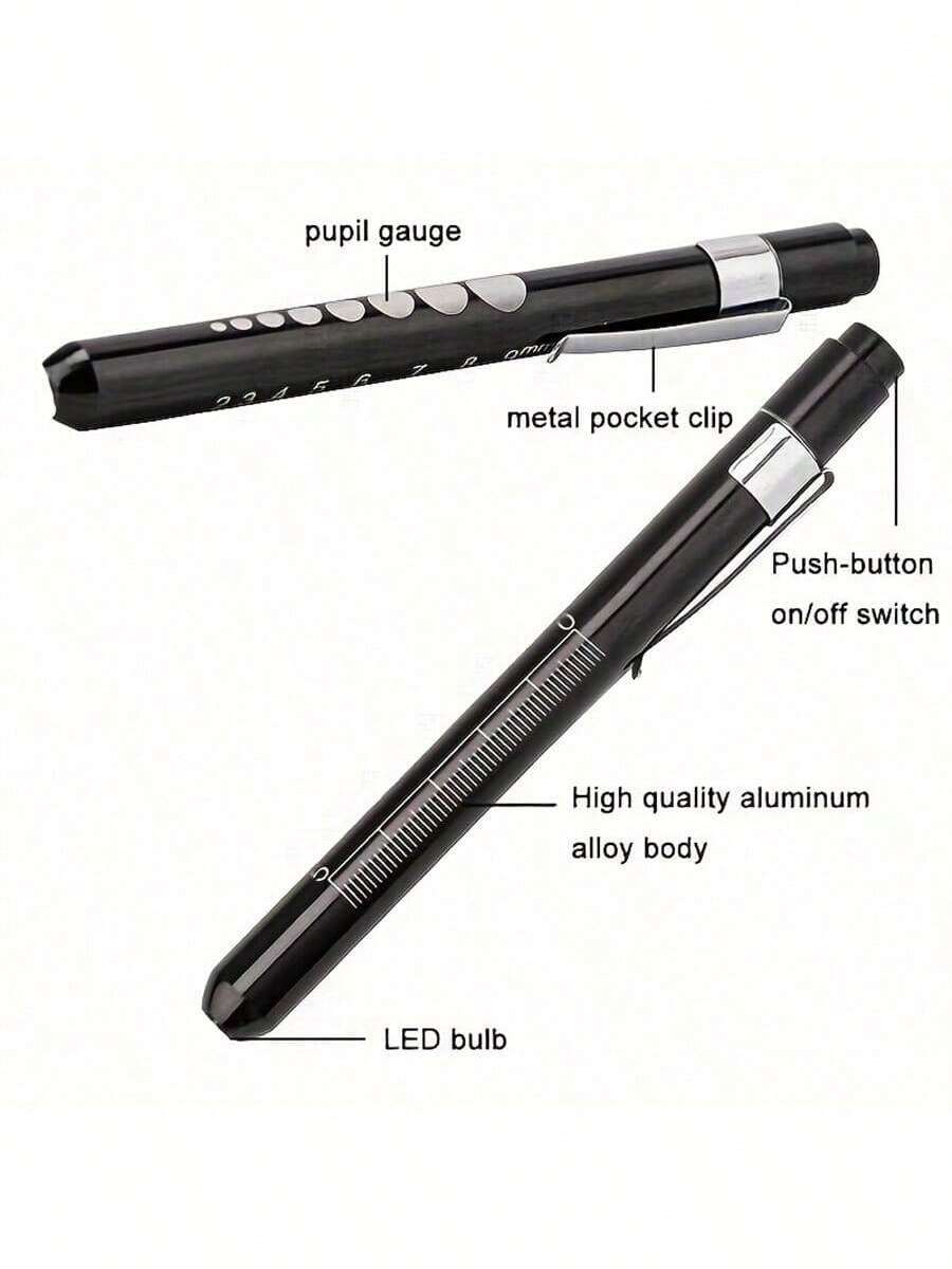 Reusable LED Medical Penlight Flashlight With Pupil Gauge Pocket Clip ...
