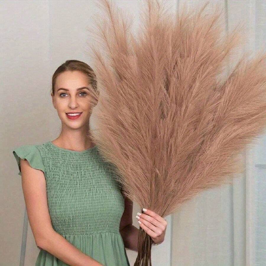 4Pcs Faux Pampas Grass, Set Of 4 Stems Large 38''/97CM Tall Artificial Pampas Grass Fake Pampas ...