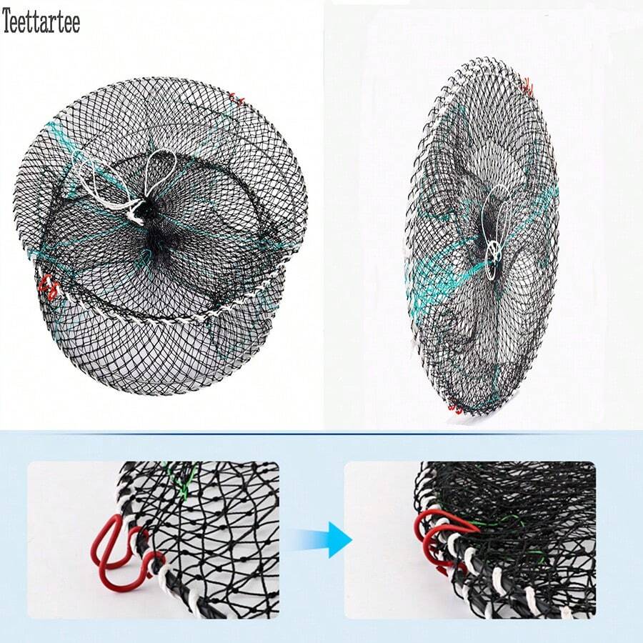 Teettartee Freshwater & Saltwater Crab Trap, Reinforced Foldable Round Spring Crab Cage, Beach ...