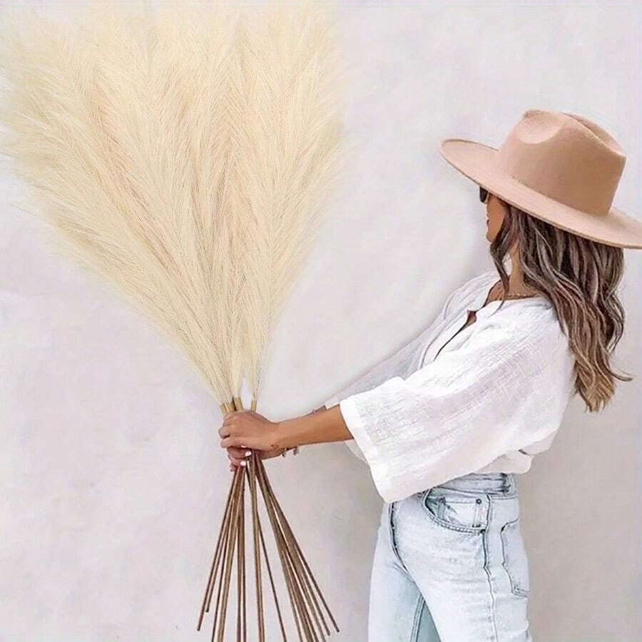 4Pcs Faux Pampas Grass, Set Of 4 Stems Large 38''/97CM Tall Artificial ...