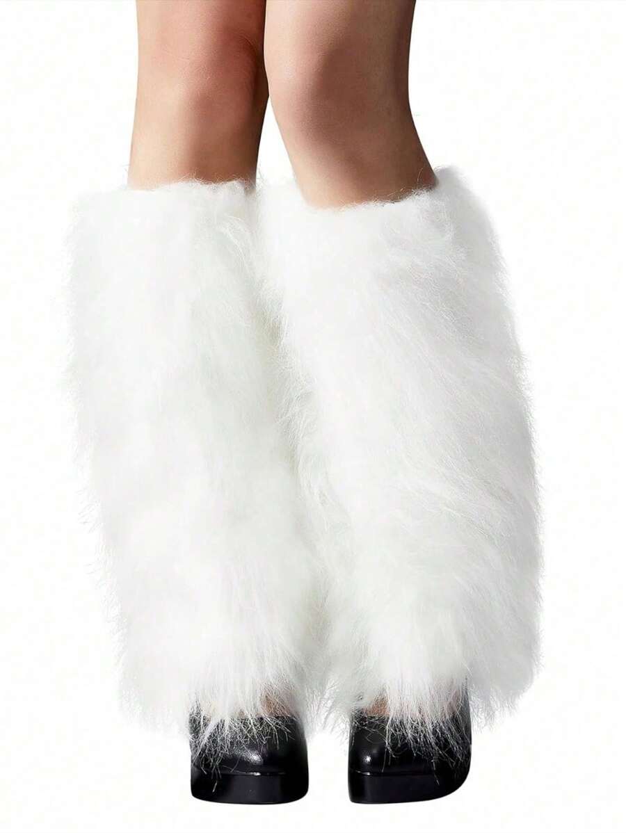 Women Y2K Fur Leg Warmers Soft Furry Leg Warmers For Women Winter ...