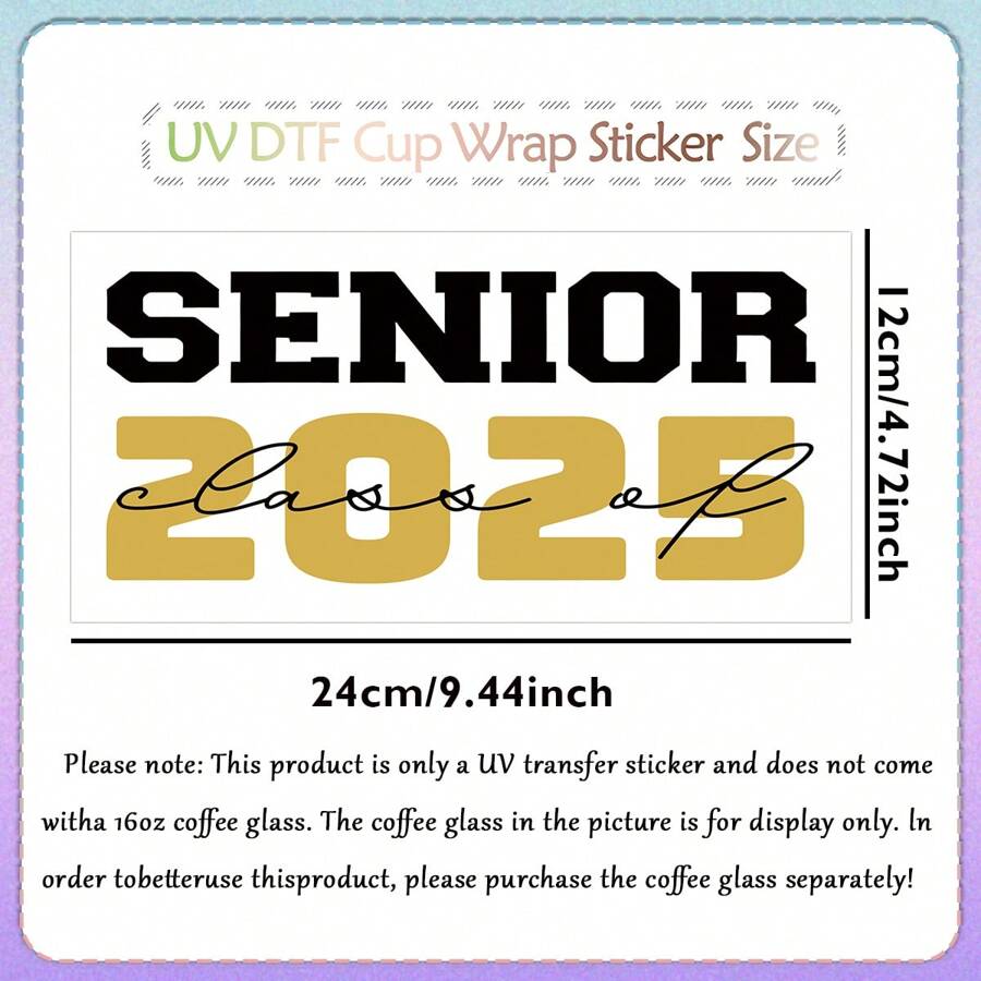 1pc Class Of 2025 Graduation UV DTF Cup Wraps Decals, Self-Adhesive ...