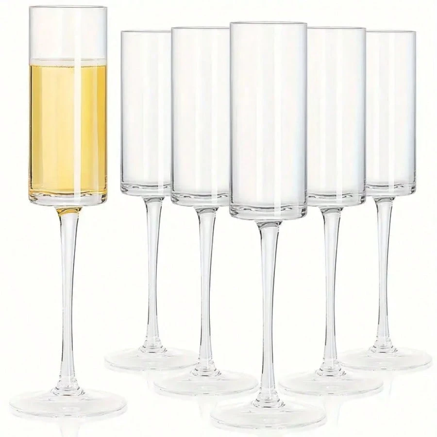 Copa de champán cuadrada de acrílico, copa de brindis con tallo alto ...