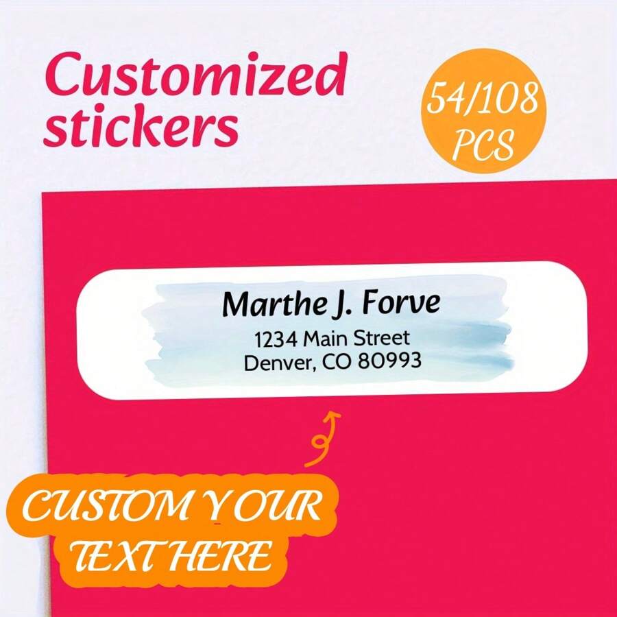 Custom 54/108pcs Return Address Label Stickers, Personalized Family ...