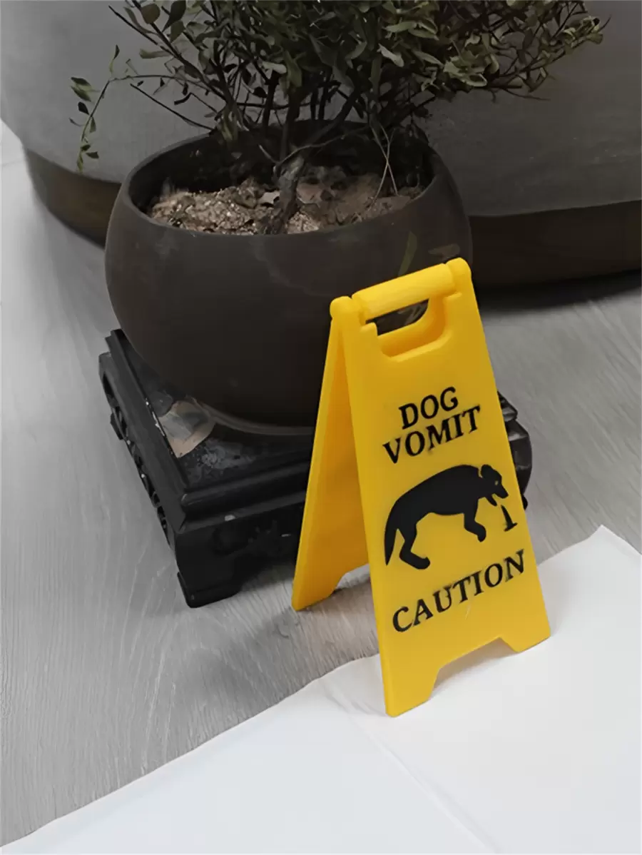 Cat Vomit Sign, Pet Vomit Warning Plate, Dog Vomit Indicator Sign ...