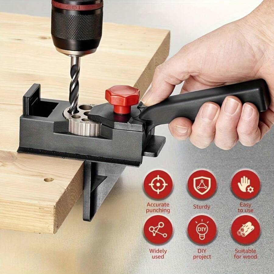 10-Hole Portable Woodworking Drill Jig Guide Fixture - Self-Aligning ...